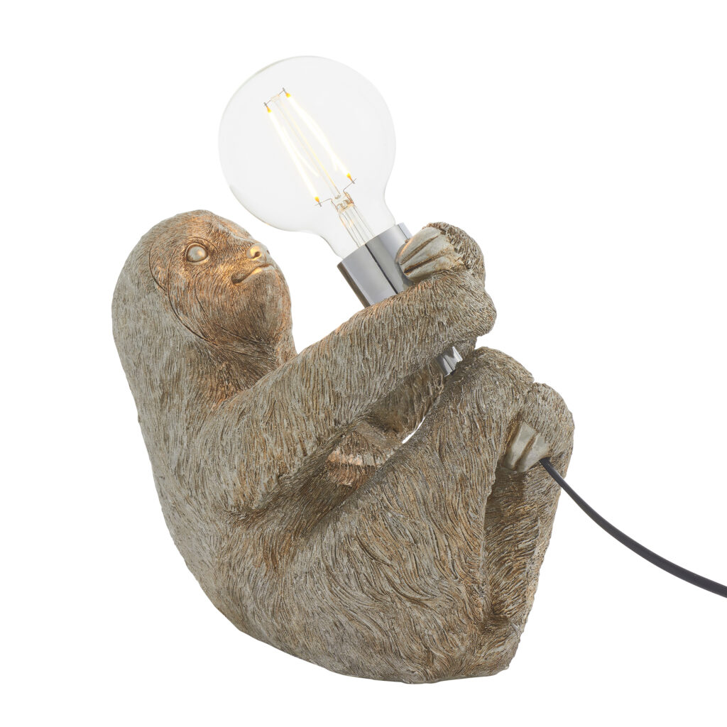 Finchale Vintage Silver Sloth Table Lamp - Tiah Lighting