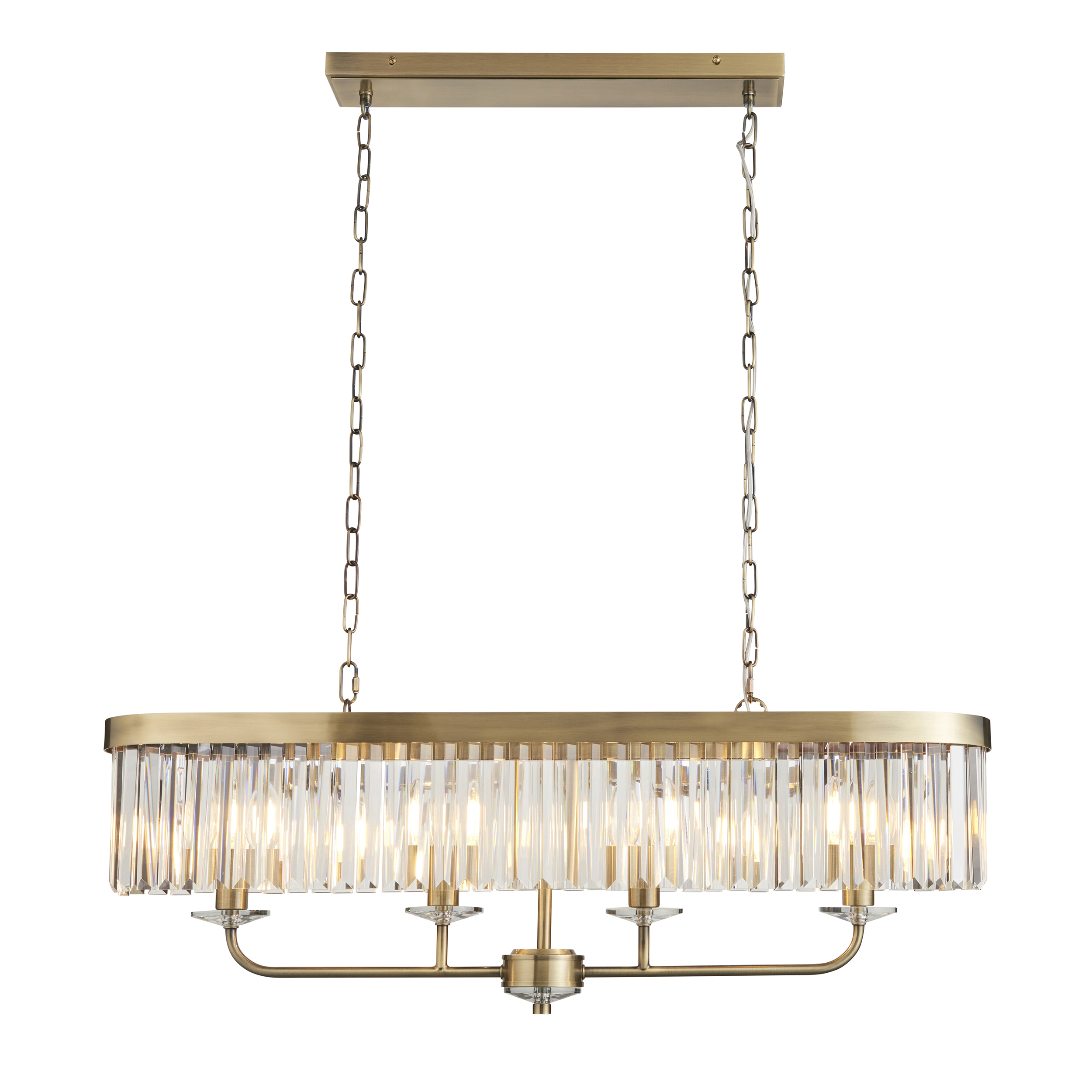 Finchale Lampton Linear Pendant 4 Light Antique Brass - Tiah Lighting